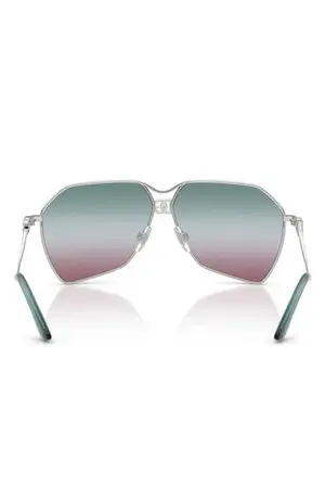 Dolce & Gabbana 62mm Pilot Sunglasses - Silver/grad Pink Grad Green