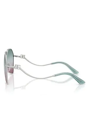 Dolce & Gabbana 62mm Pilot Sunglasses - Silver/grad Pink Grad Green
