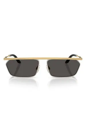 Dolce & Gabbana 60mm Rectangular Sunglasses - Gold/silver/dark Grey