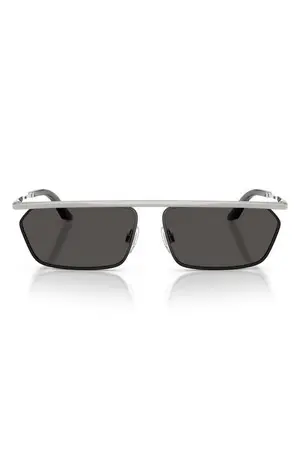 Dolce & Gabbana 60mm Rectangular Sunglasses - Silver/matte Black/grey