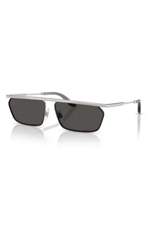 Dolce & Gabbana 60mm Rectangular Sunglasses - Silver/matte Black/grey