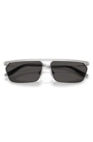 Dolce & Gabbana 60mm Rectangular Sunglasses - Silver/matte Black/grey