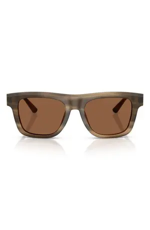 Dolce & Gabbana 52mm Square Sunglasses - Striped Tobacco/bronze