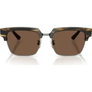 Dolce & Gabbana 54mm Square Sunglasses - Striped Brown/brown