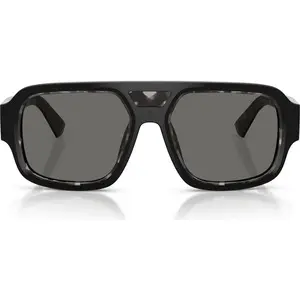 Dolce & Gabbana 55mm Square Aviator Sunglasses Black On Grey Havana/grey