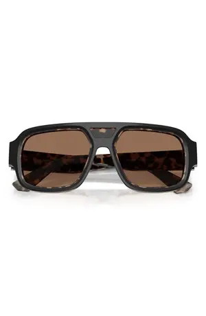 Dolce & Gabbana 55mm Square Aviator Sunglasses - Black Red Havana/dark Brown