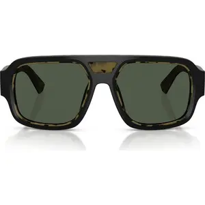 Dolce & Gabbana 55mm Polarized Square Sunglasses - Black Yellow Havana/polar