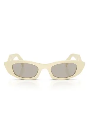 Prada 52mm Oval Sunglasses - White Milk/light Brown