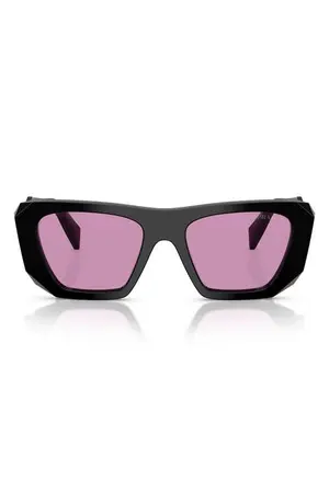 Prada 53mm Square Sunglasses - Black/purple