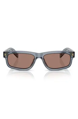 Prada 57mm Rectangular Sunglasses - Ocean/brown Mirror Grey