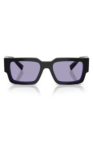 Prada 55mm Rectangular Sunglasses - Black/purple/violet
