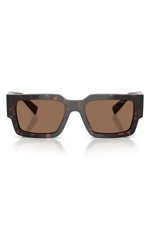 Prada 55mm Rectangular Sunglasses - Root Tortoise/dark Brown