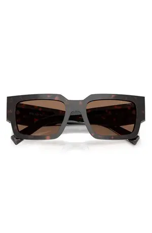 Prada 55mm Rectangular Sunglasses - Root Tortoise/dark Brown