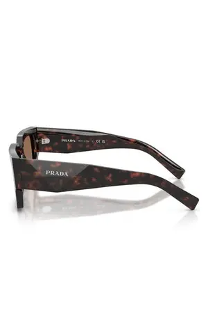 Prada 55mm Rectangular Sunglasses - Root Tortoise/dark Brown