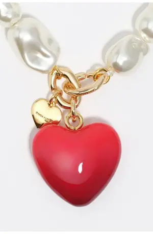 Bimba Y Lola Irregular Pearl Heart Necklace
