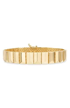 Lana Jewelry 14k Gold Grooved Tile Bracelet - Yellow Gold