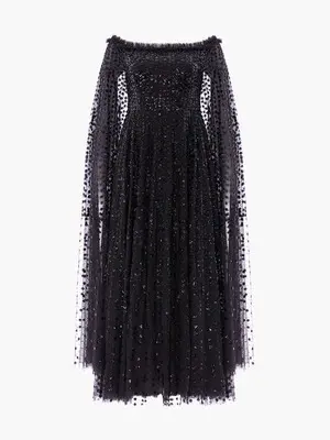 NEEDLE & THREAD Raindrop Cape Ankle Gown - Graphite