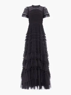 NEEDLE & THREAD Valentine Ruffle Maxi Dress - Graphite