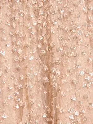 NEEDLE & THREAD Leila Dot V-neck Cape Ankle Gown - Parchment