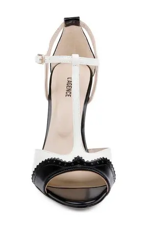 L'Agence Radha T-strap Sandal - Black/white