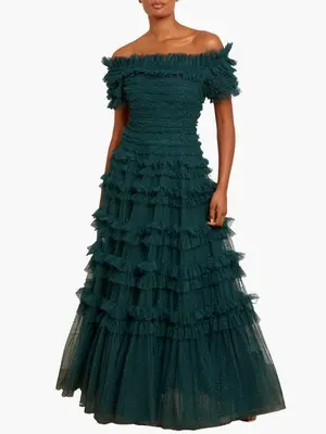 NEEDLE & THREAD Lisette Ruffle Off Shoulder Gown