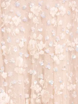 NEEDLE & THREAD Dahlia Ditsy Short Cape Ankle Gown - Cream