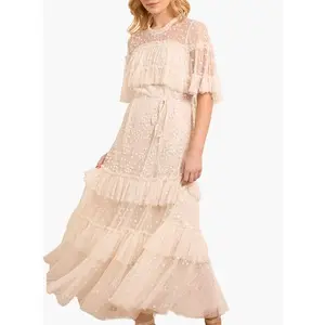 NEEDLE & THREAD Leila Dot Tiered Cape Ankle Gown