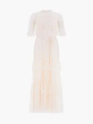 NEEDLE & THREAD Leila Dot Tiered Cape Ankle Gown