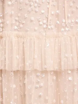 NEEDLE & THREAD Leila Dot Tiered Cape Ankle Gown