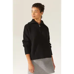 ITALIC Cashmere Quarter Zip Pullover - Black
