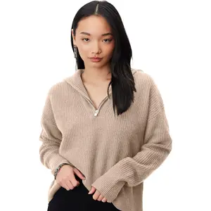 ITALIC Cashmere Quarter Zip Pullover - Brown