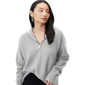 ITALIC Cashmere Quarter Zip Pullover Gray