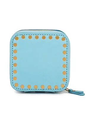 OLD TREND Cube Genuine Leather Compact Jewelry Box - Turquoise
