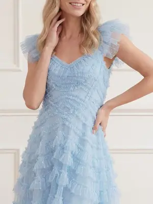 NEEDLE & THREAD Lola Backless Ballerina Gown - Aqua