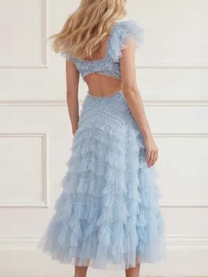 NEEDLE & THREAD Lola Backless Ballerina Gown - Aqua