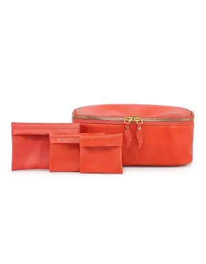 OLD TREND Celosia Genuine Leather Rectangular Jewelry Case - Coral