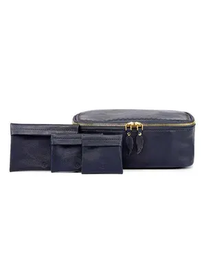OLD TREND Celosia Genuine Leather Rectangular Jewelry Case - Navy