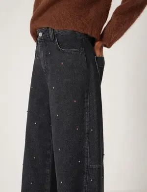 HUSH Embellished Barrel Leg Jeans