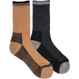 RUFF N TUFF Work Wear Merino Wool Blend Crew Socks - Black Heather/duck Brown