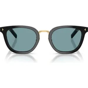 Prada 49mm Polarized Cat Eye Sunglasses - Black/green Polar
