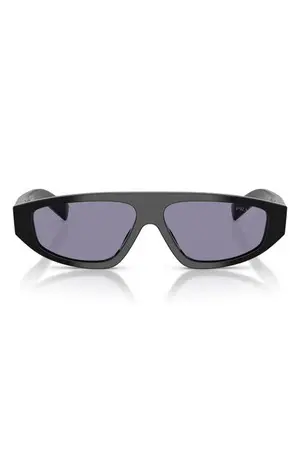 Prada 57mm Irregular Sunglasses - Black/violet Mirror Silver