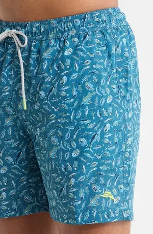 Tommy Bahama Naples Night Schooled Fish Print Swim Trunks