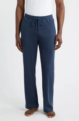 Daniel Buchler Ribbed Drawstring Pajama Pants - College Navy