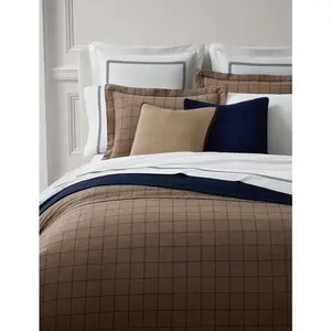 Ralph Lauren Ledger Windowpane Plaid Cotton Twill Duvet Cover & Sham Set - Cinnamon