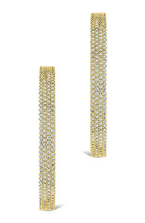Sterling Forever Cubic Zirconia Inside Out Hoop Earrings - Gold