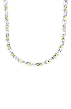 Sterling Forever Modernist Baguette Tennis Necklace - Gold