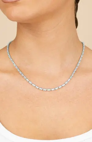 Sterling Forever Modernist Baguette Tennis Necklace