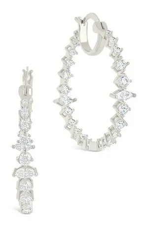 Sterling Forever Aaliyah Cubic Zirconia Hoop Earrings - Silver