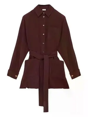 Loewe Belted Silk Blouse - Red