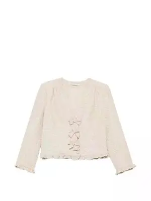 Alessandra Rich Bow-embellished Sequined Jacket - Neutrals